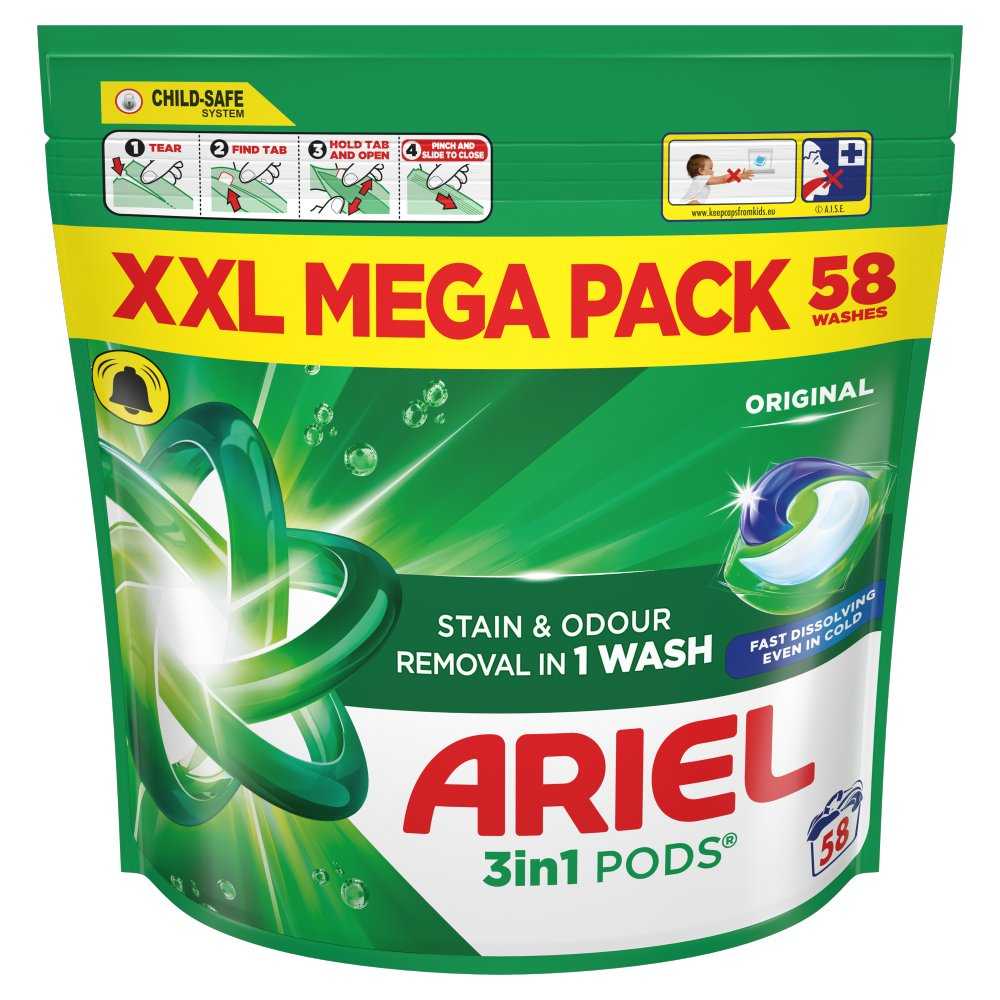 مشخصات، خرید و قیمت قرص ماشین لباسشویی هلندی آریل Ariel 3-in-1 PODS All ...